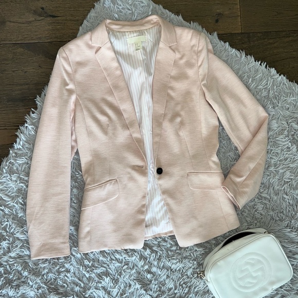 H&M | Jackets & Coats | New Wt Hm Baby Pink Blazer Padded Shoulders ...